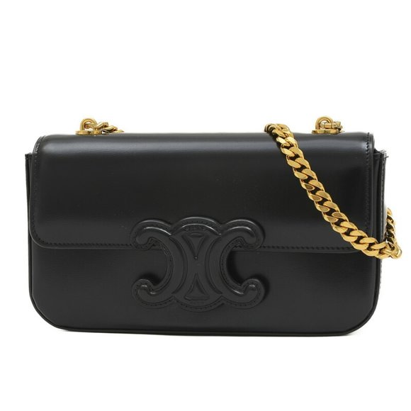 Celine | Bags | Celine Cuir Triomphe Chain Shoulder Bag In Shiny ...